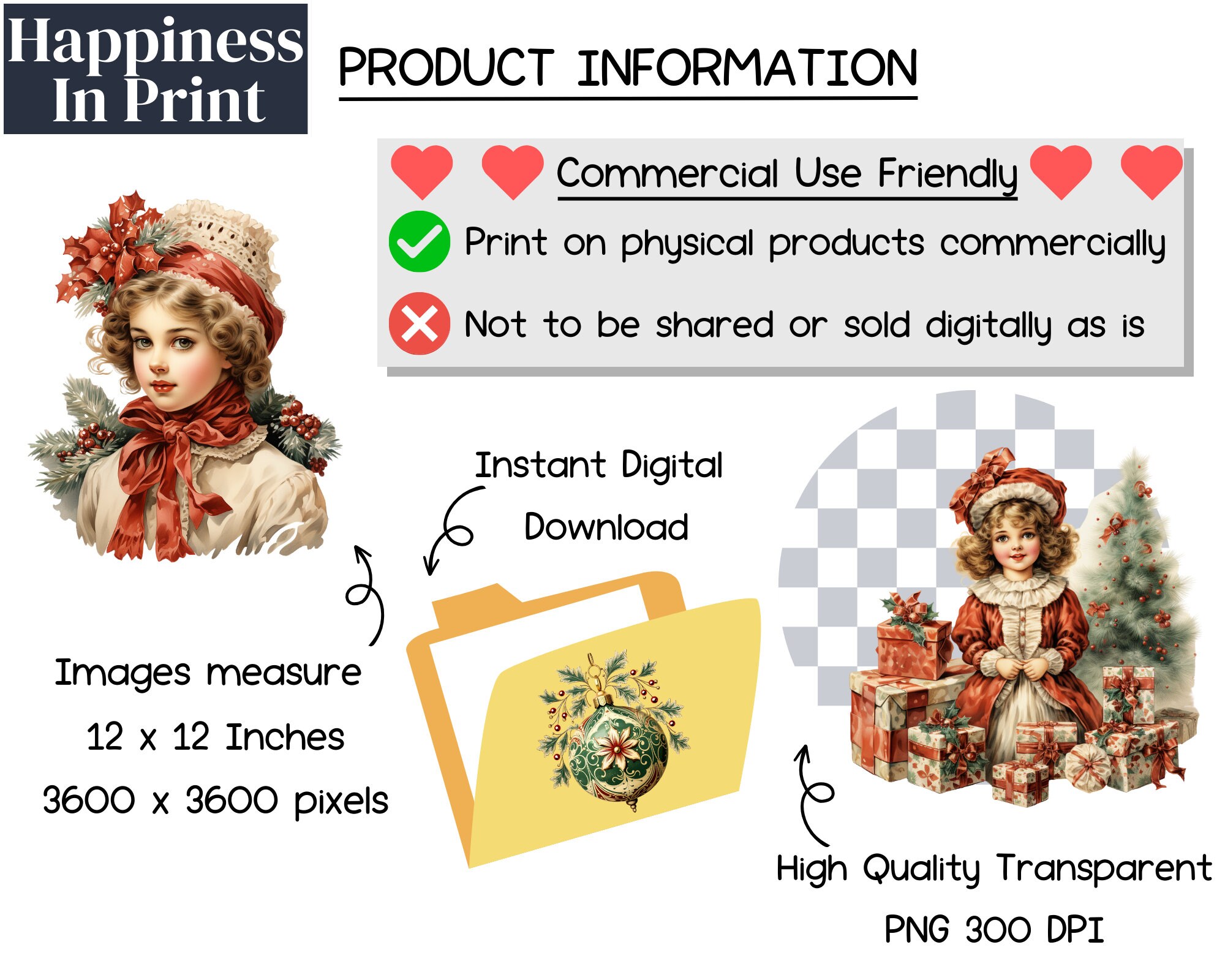 Vintage Watercolor Christmas Clipart Bundle Vintage (Instant Download ...