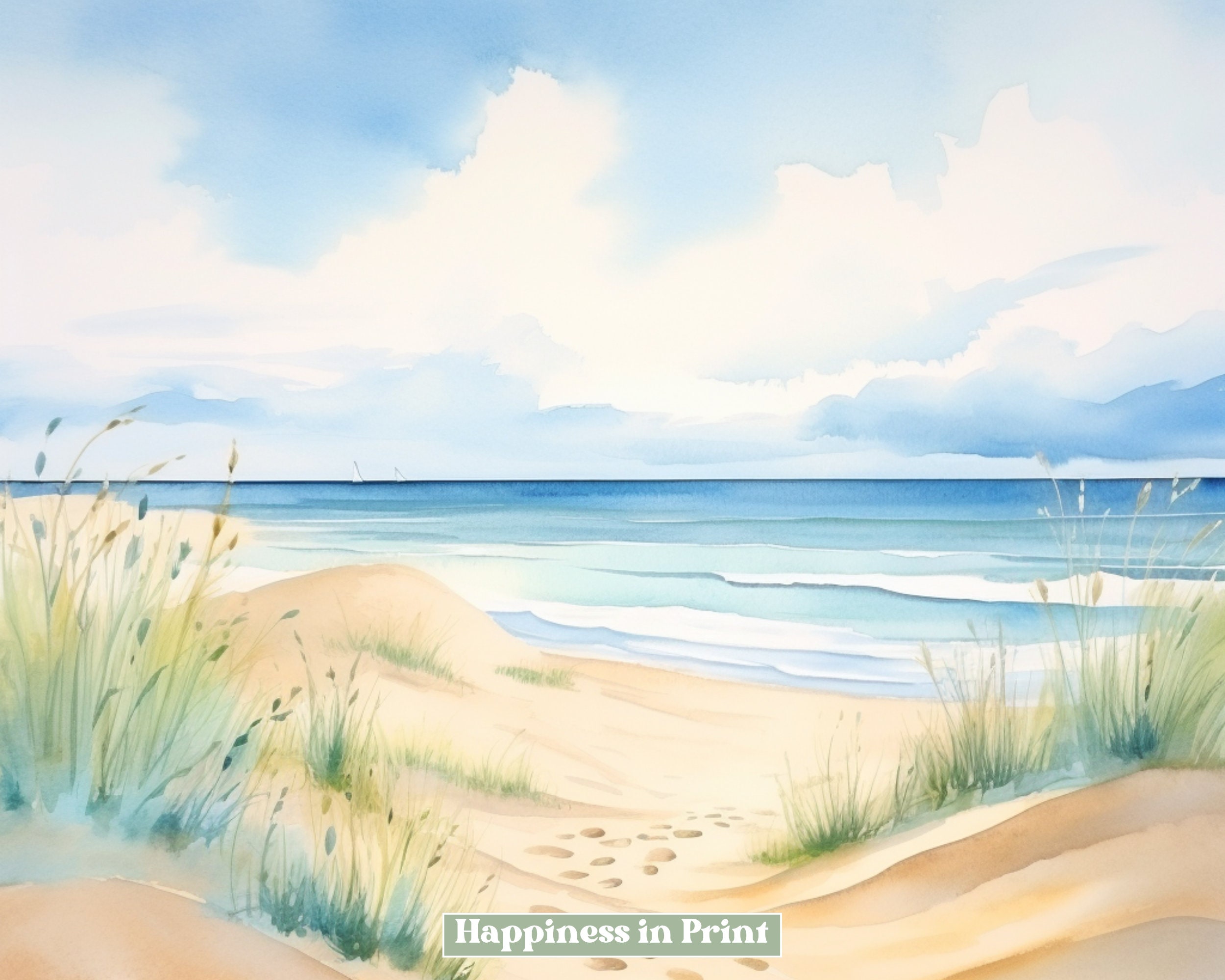 Beach Digital Paper Watercolor Seascapes Instant Download Summer ...