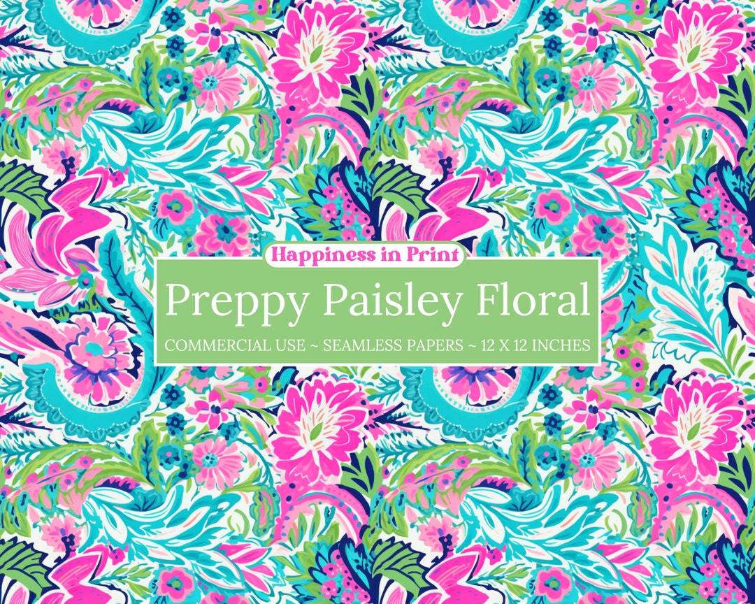 Preppy Bright Paisley Digital Paper | Paisley Pattern | Commercial Use ...