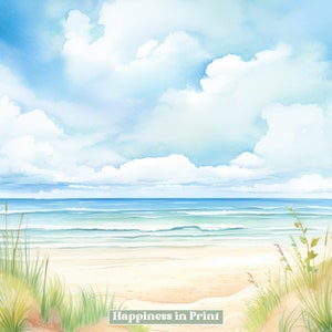 Beach Digital Paper | Watercolor Seascapes | Instant Download | Summer ...
