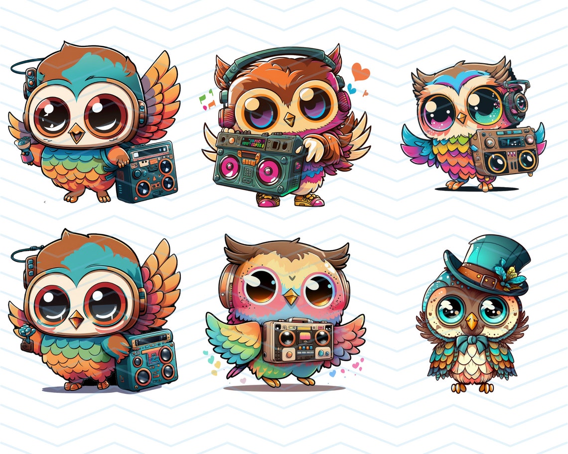 Cute Owl Clipart PNG Planner Wise Owl PNG Sticker Cool Headphones Bird ...