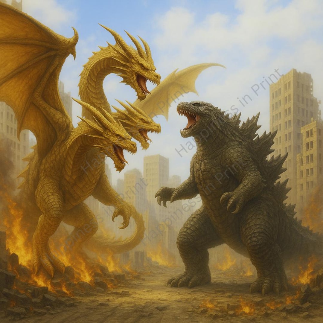 Godzilla Vs King Ghidorah Photo Realistic Battle Scene | Urban Fire ...