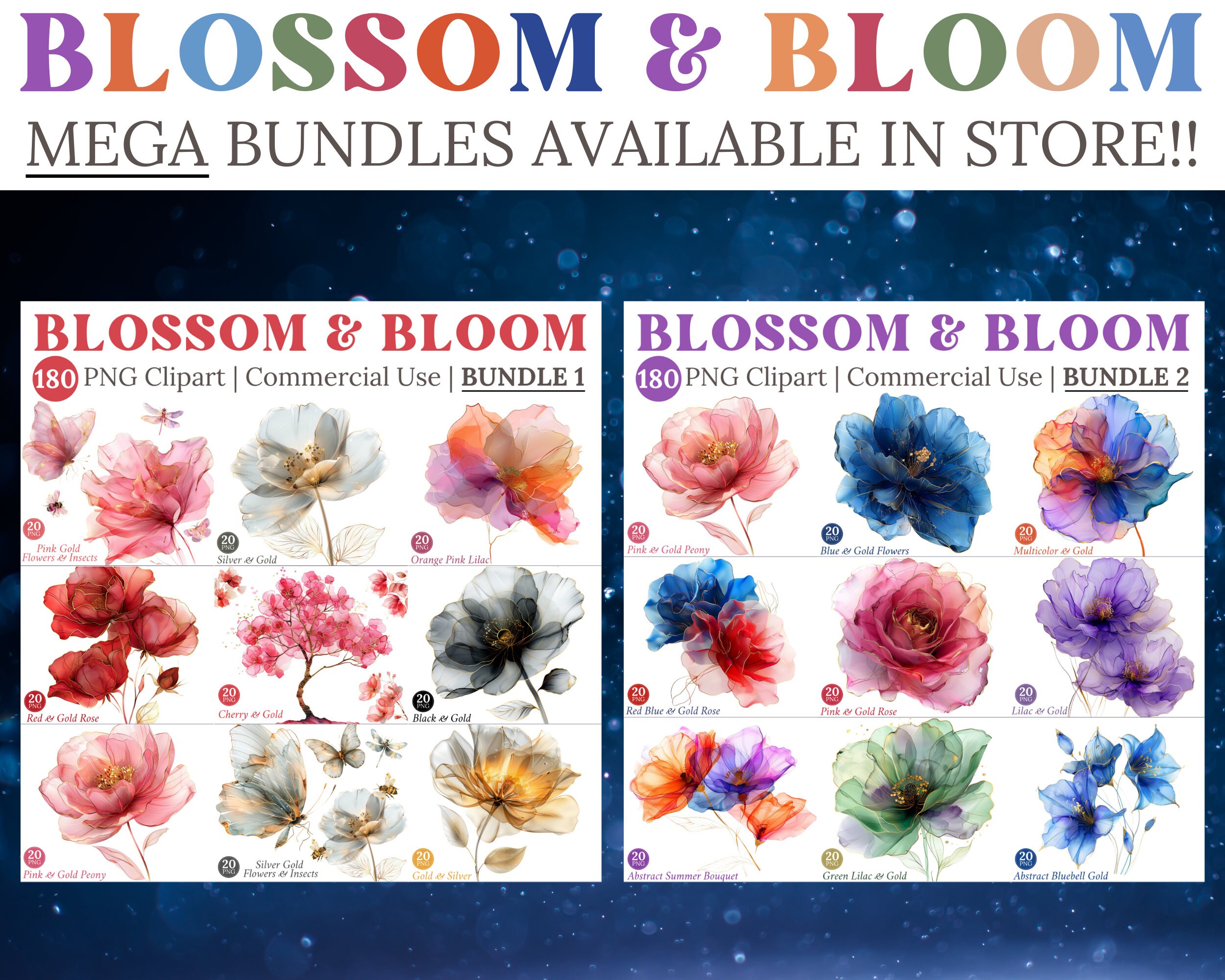 20 Abstract Flowers Clipart Flower Print Watercolor Silver Flower ...