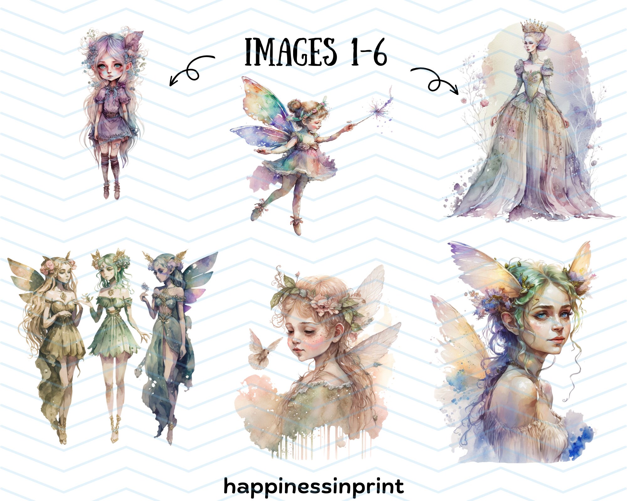 Elegant Watercolor Fairy Clipart Bundle PNG Sublimation - Etsy
