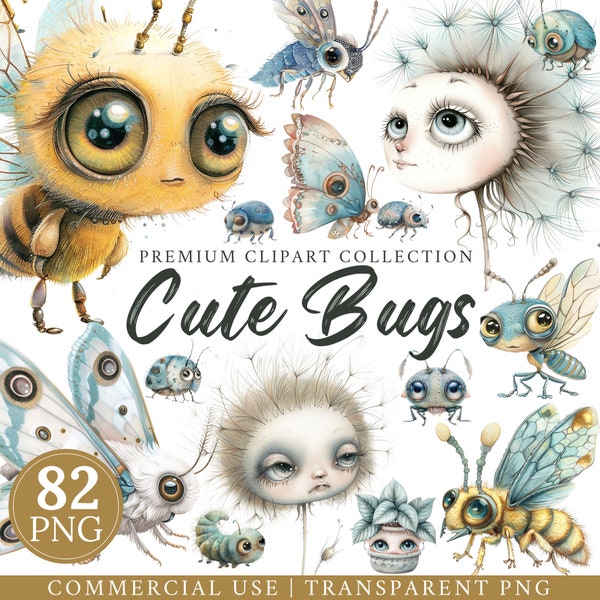 Cute Bugs Clipart - Etsy