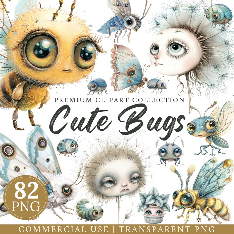 Watercolor Bugs Clipart - Etsy