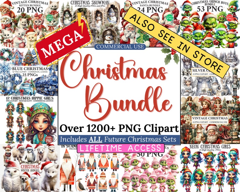 Christmas Animals Clipart PNG Watercolor Christmas Gift Clipart Winter ...