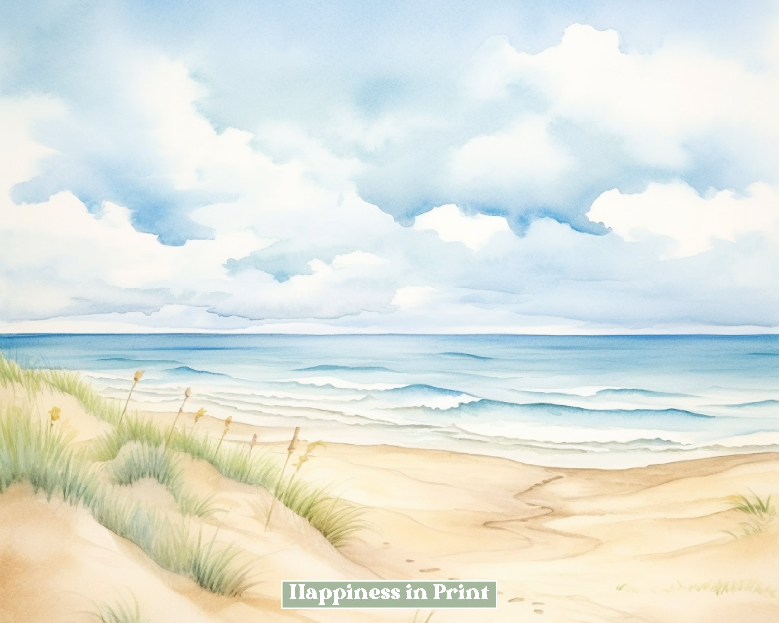 Beach Digital Paper Watercolor Seascapes Instant Download Summer ...