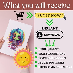 Neon Zombie Girl Clipart PNG Scary Zombie Clip Art Halloween Zombie ...
