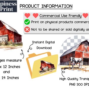 Red Farm Barn and Silo Watercolor Clipart Farmhouse Clipart Barn Bundle ...