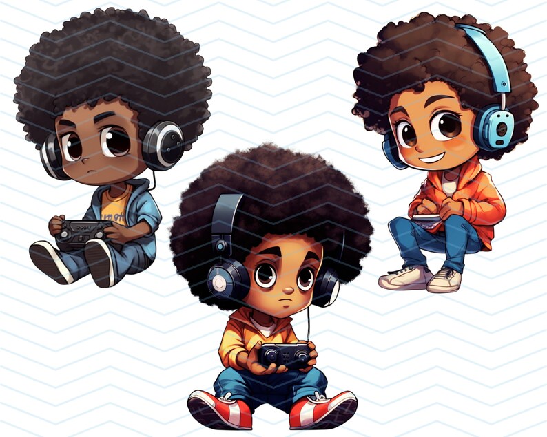 Cute Kawaii Gamer Boy Video Game Player Clipart Chibi Bundle Free ...