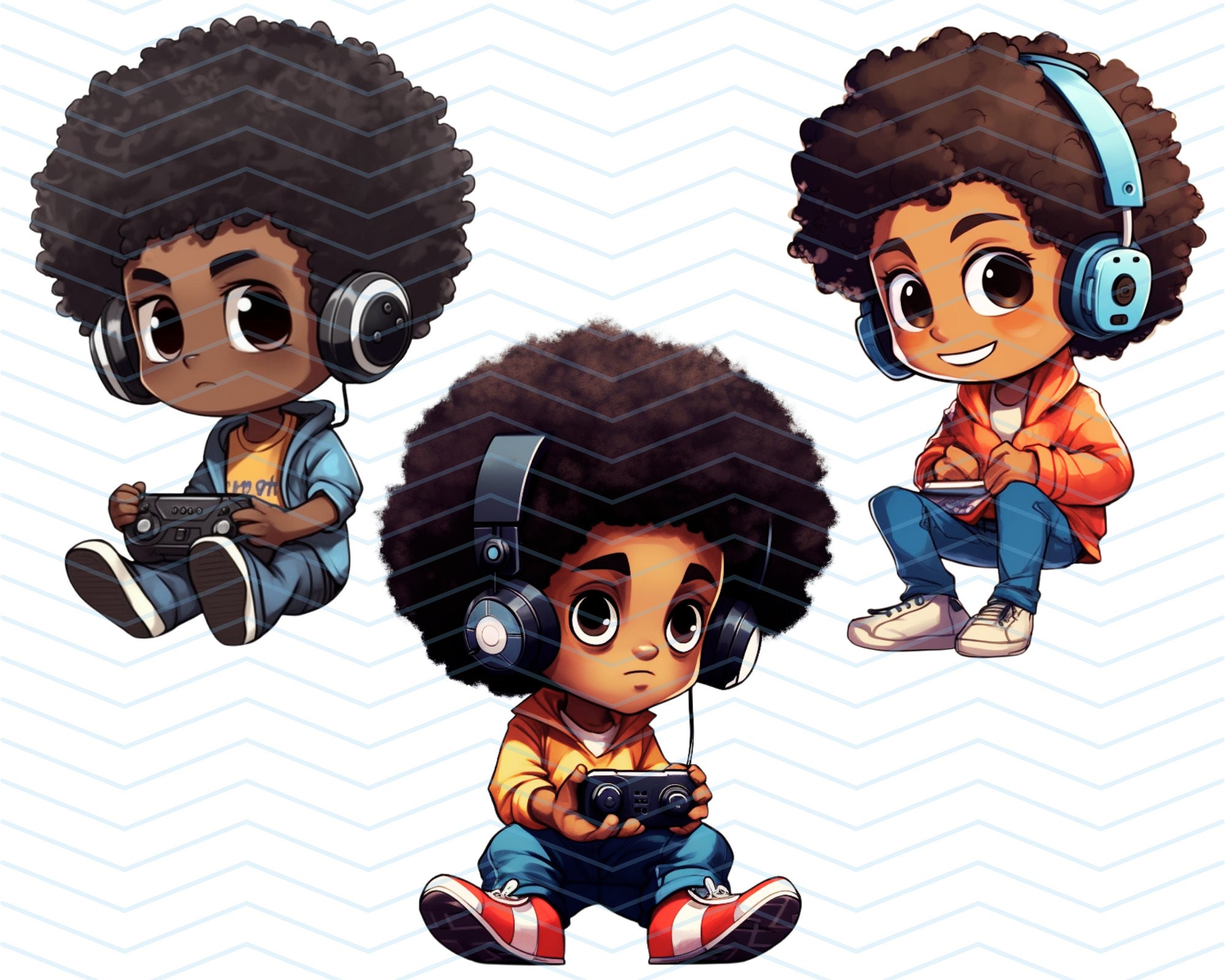 Cute Kawaii Gamer Boy Video Game Player Clipart Chibi Bundle Free ...