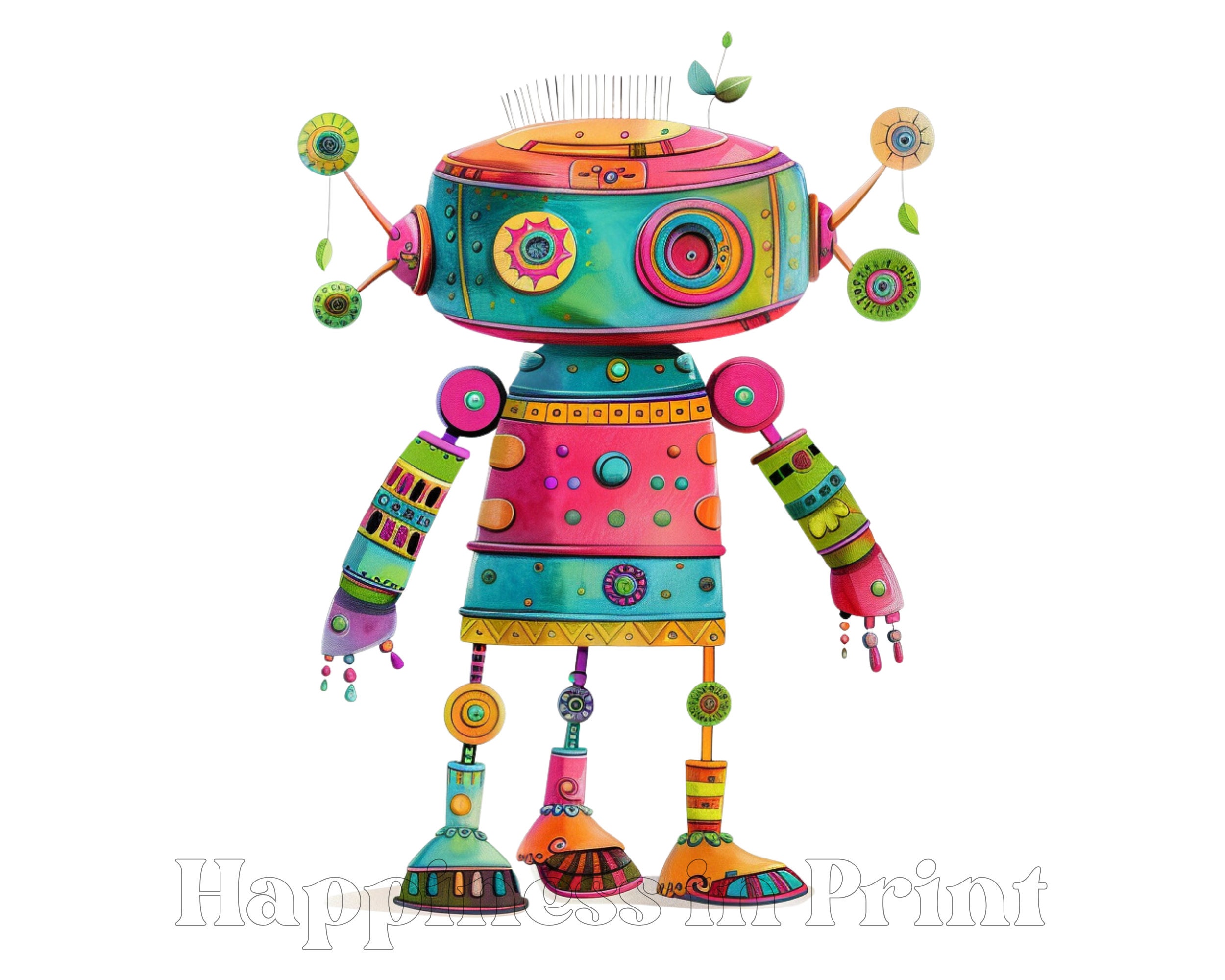 Whimsical Robot Clipart, Android CU Clip Art, Robot Graphics Png,funny ...