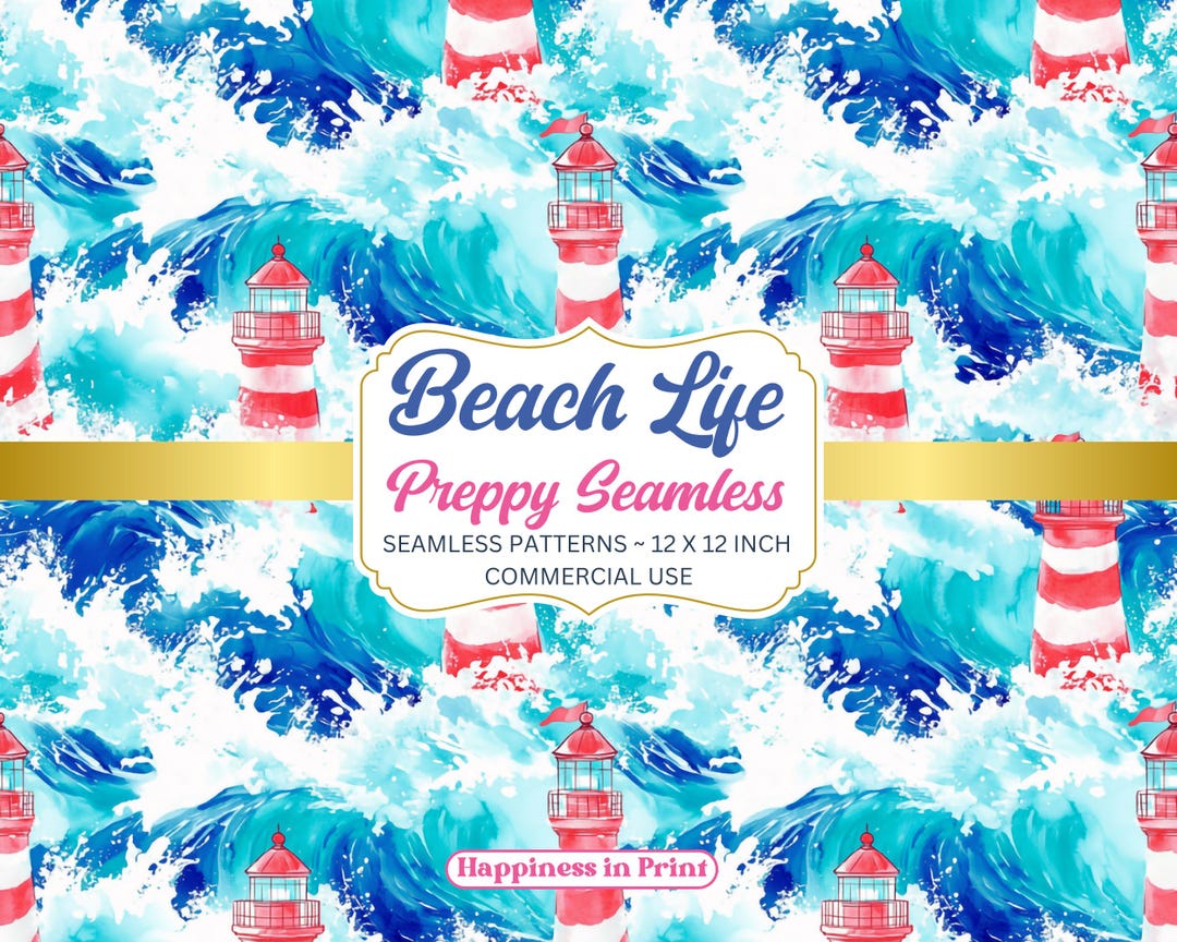 Preppy Sea Life Repeating Pattern - Digital Paper - Sealife Design ...