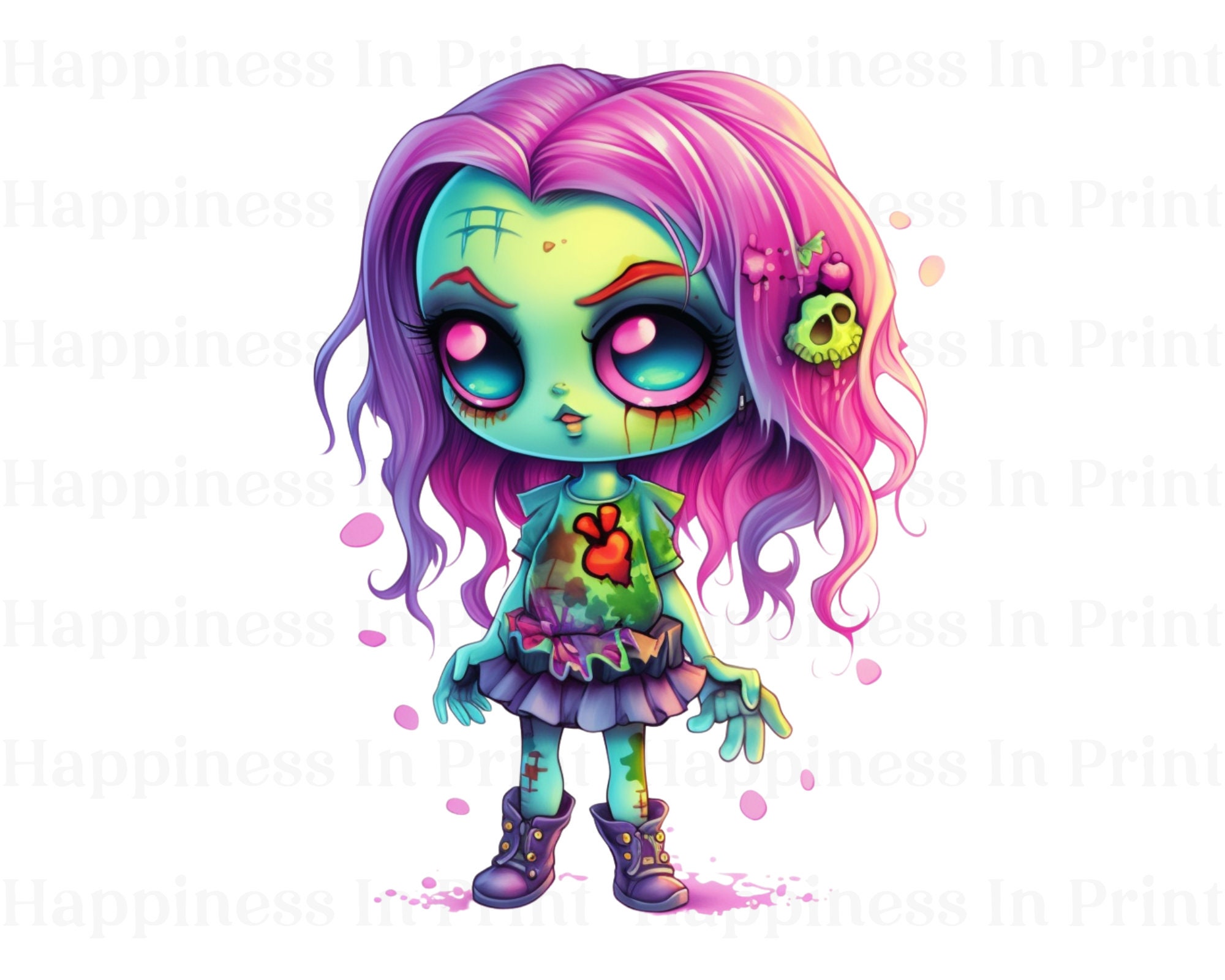 Neon Zombie Girl Clipart Png Scary Zombie Clip Art Halloween Zombie