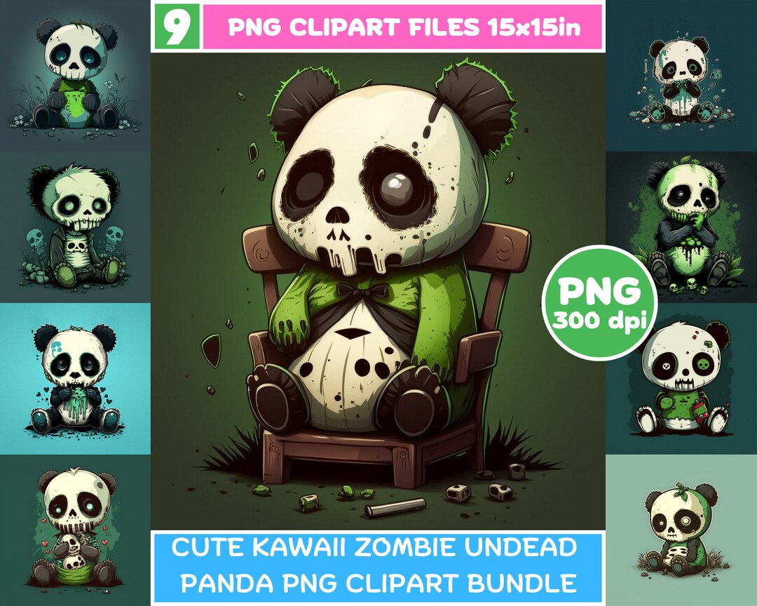 Kawaii Panda Zombie Clipart PNG Panda Bear Undead Chibi Panda Free ...