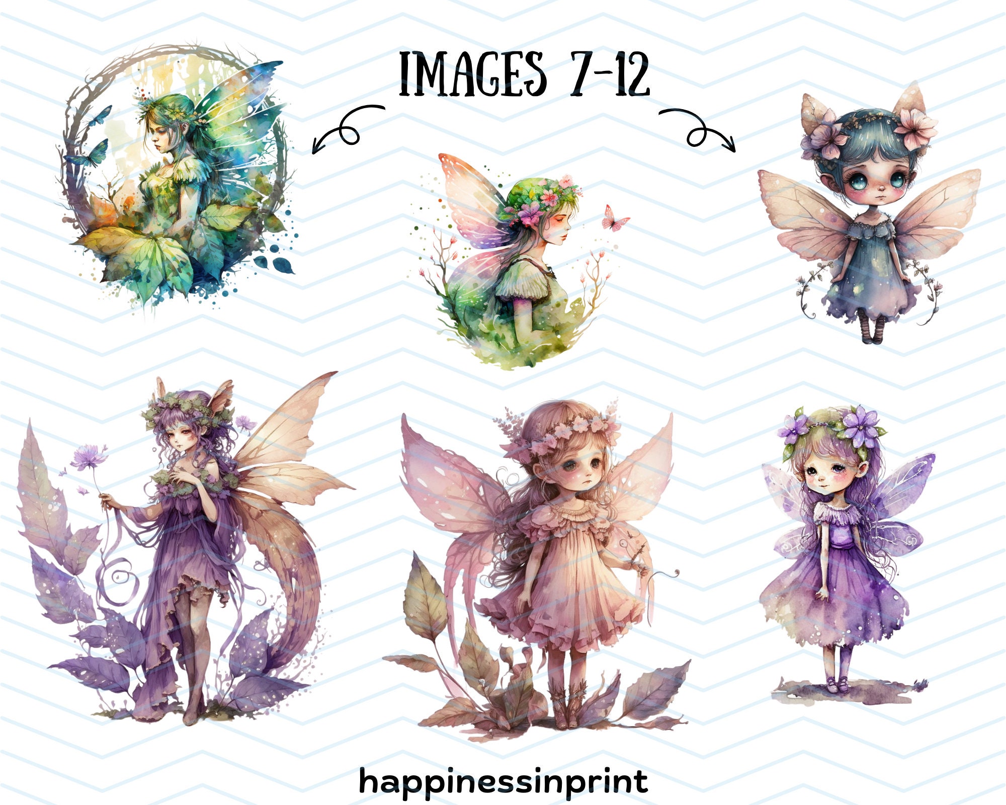 Elegant Watercolor Fairy Clipart Bundle PNG Sublimation - Etsy
