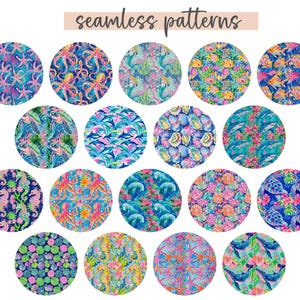 Preppy Sea Life Pack Digital Paper Seamless Pattern Printable Scrapbook ...