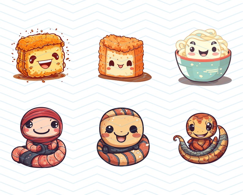 Kawaii Sushi and Japanese Food Clipart PNG Bundle Chibi Sushi Kawaii ...