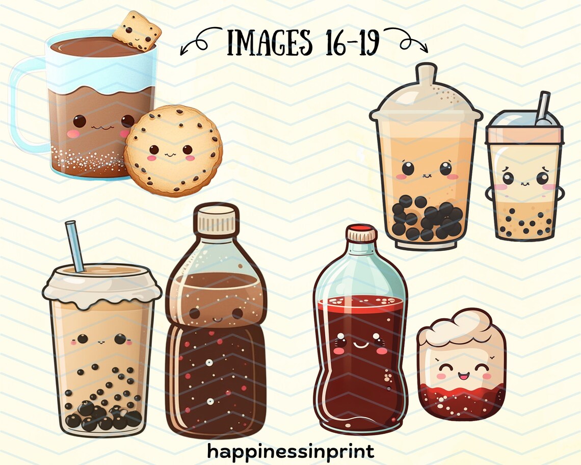 Cute Kawaii Fun Food PNG Clipart Bundle Chibi Popcorn Icecream - Etsy UK