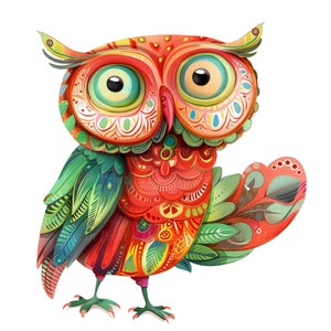 Whimsical Owl Clipart PNG, Watercolor Owl PNG, Quirky Owl Junk Journal ...