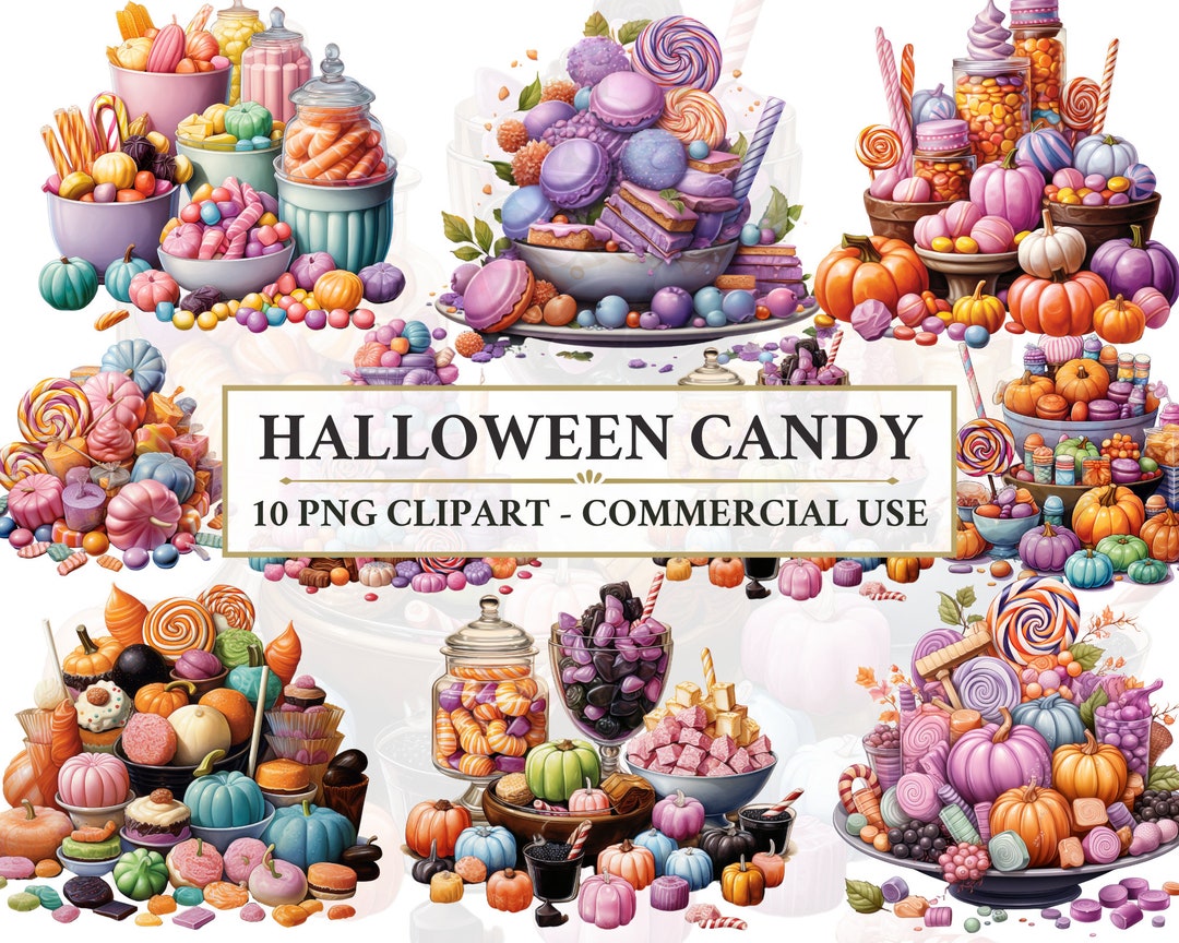Halloween Sweets Candy Watercolor Clipart Halloween Cupcake Clipart PNG ...
