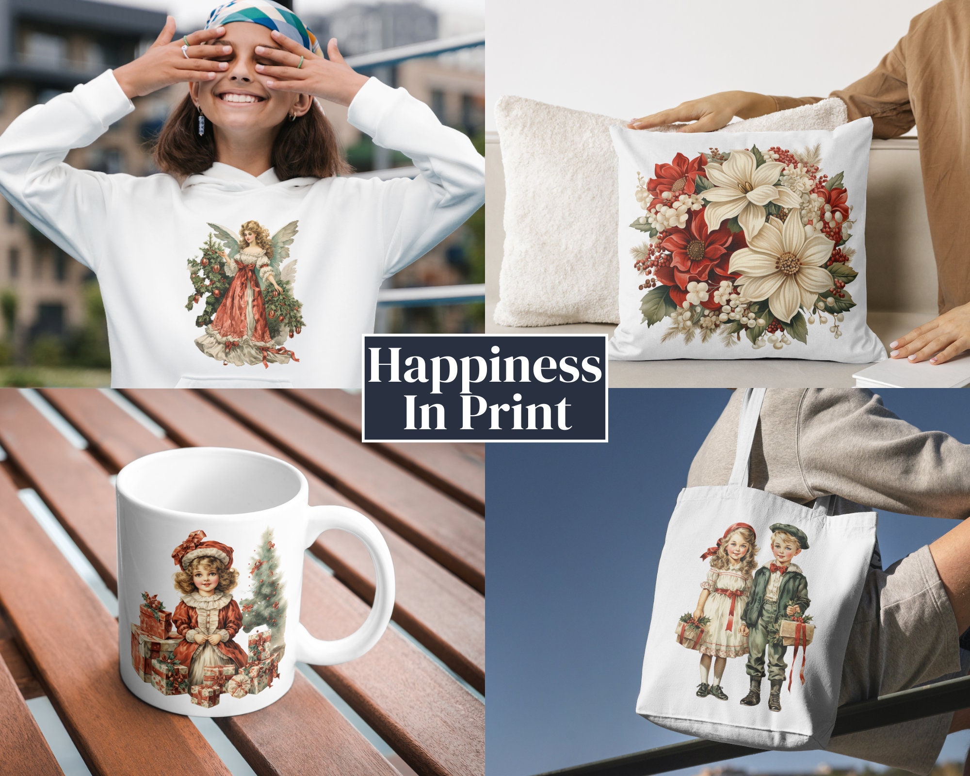 Vintage Watercolor Christmas Clipart Bundle Vintage (Instant Download ...