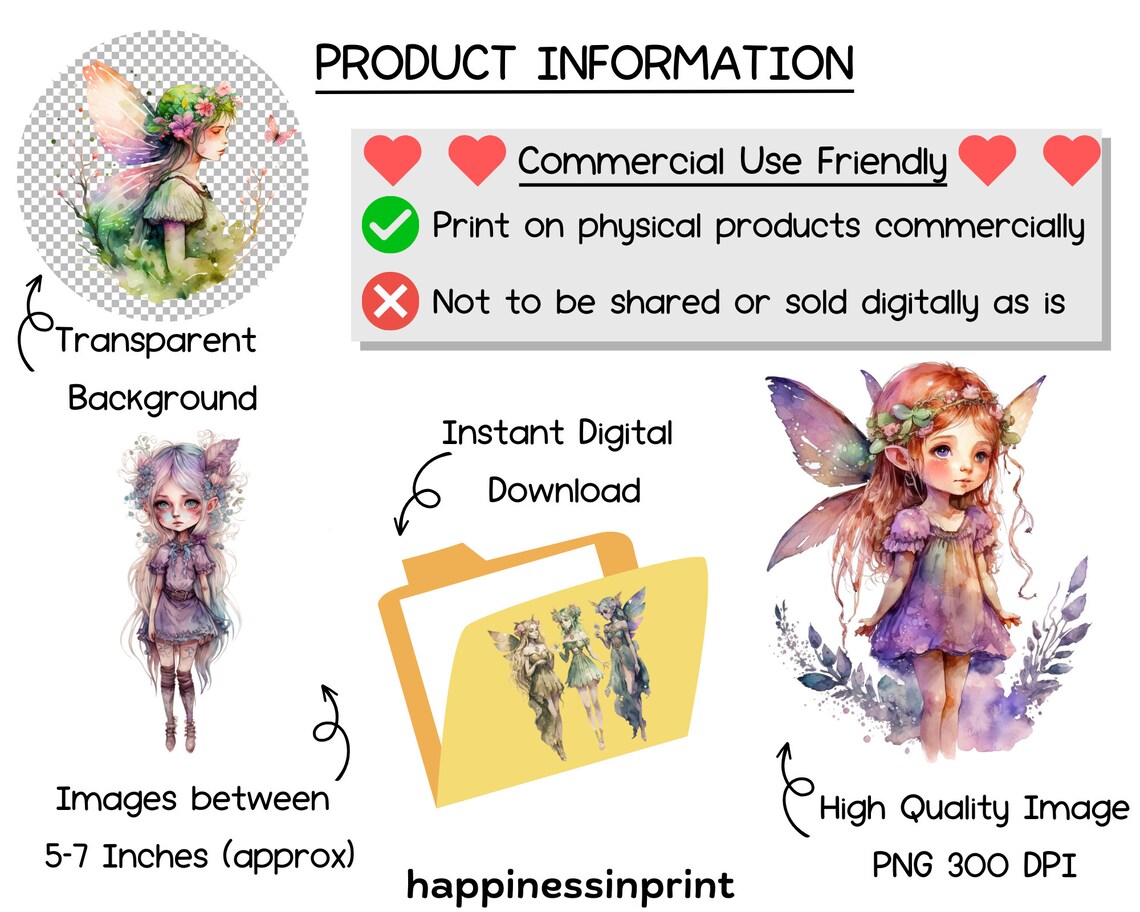 Elegant Watercolor Fairy Clipart Bundle PNG Sublimation - Etsy