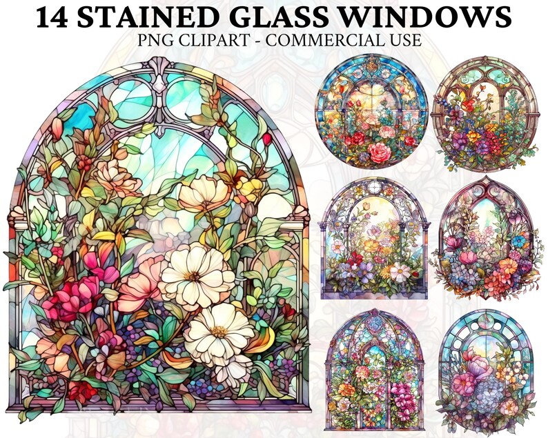 Stained Glass PNG Clipart Stained Glass Window Clipart PNG Floral Art ...