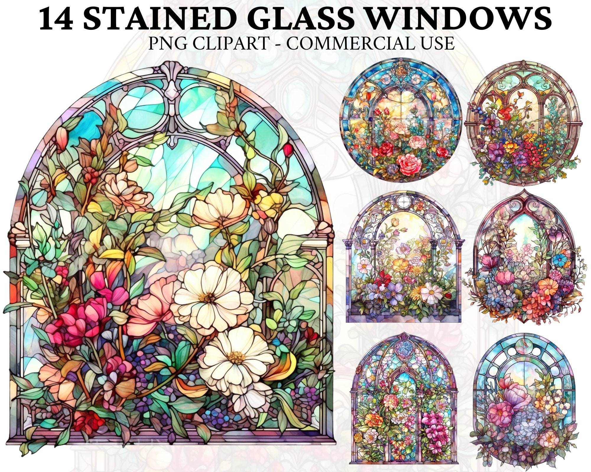 Stained Glass PNG Clipart Stained Glass Window Clipart PNG Floral Art ...