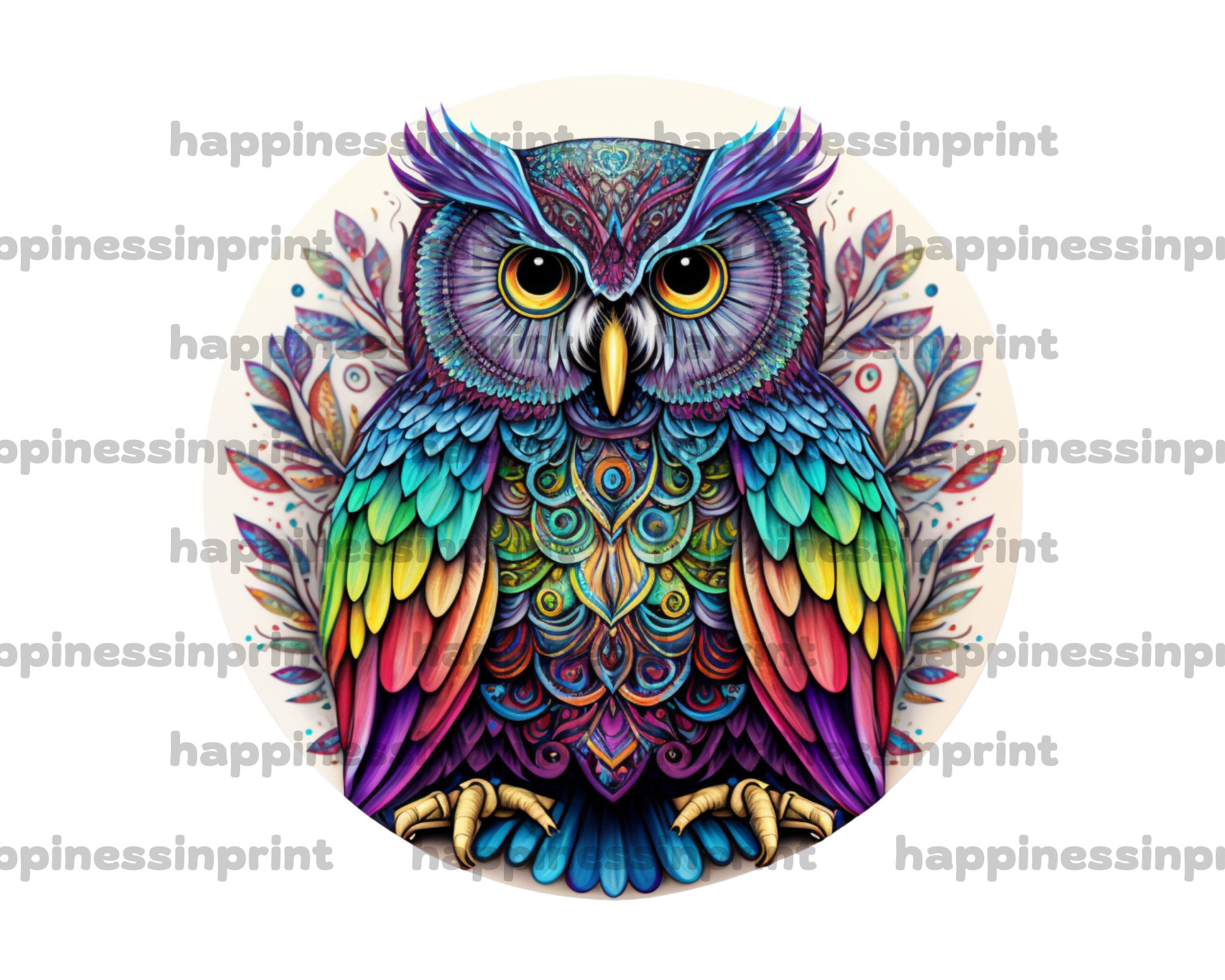 Colorful Owl Mandala Clipart Owl PNG Bundle Bright Owl Clipart Free ...