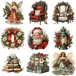 Vintage Watercolor Christmas Clipart Bundle Vintage Christmas PNG Junk ...