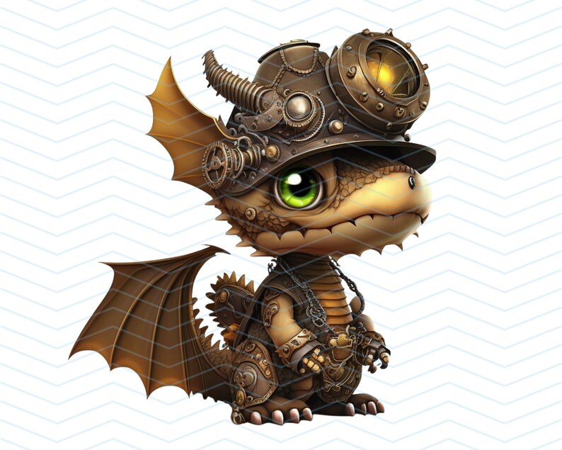 Cute Steampunk Dragon Clipart Bundle Dragon Steampunk Digital - Etsy