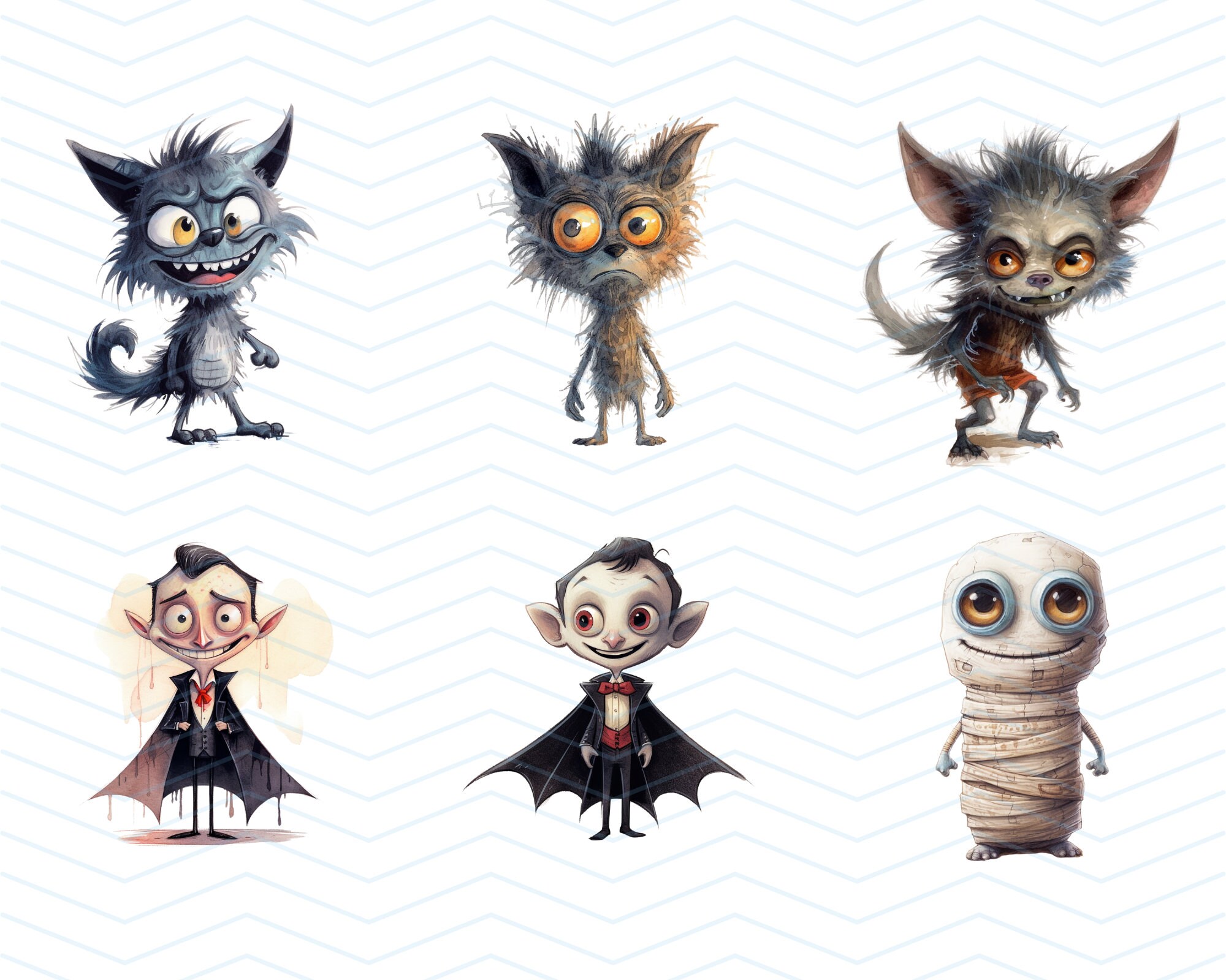 Cute Halloween Clipart PNG Cartoon Monsters Clip Art - Etsy