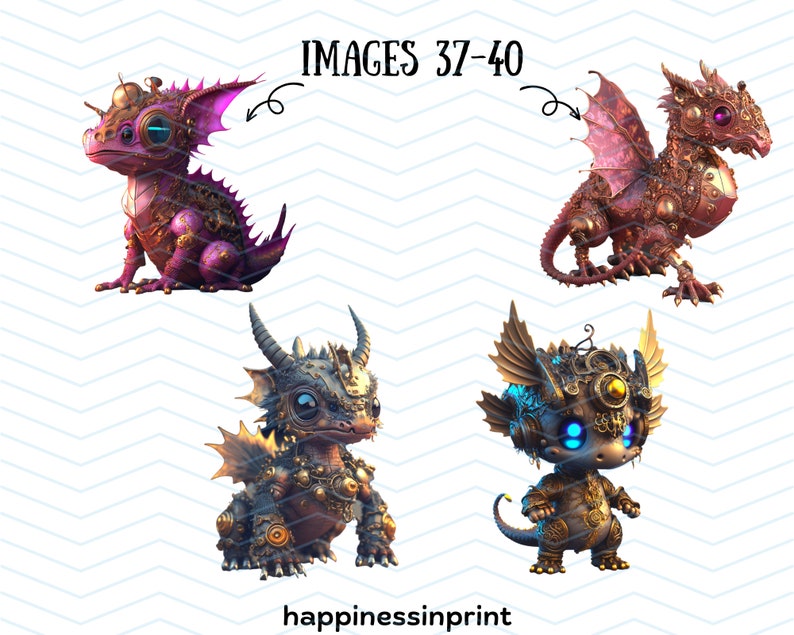 Steampunk Dragon Baby Clipart Bundle Steampunk Baby Dragon PNG - Etsy