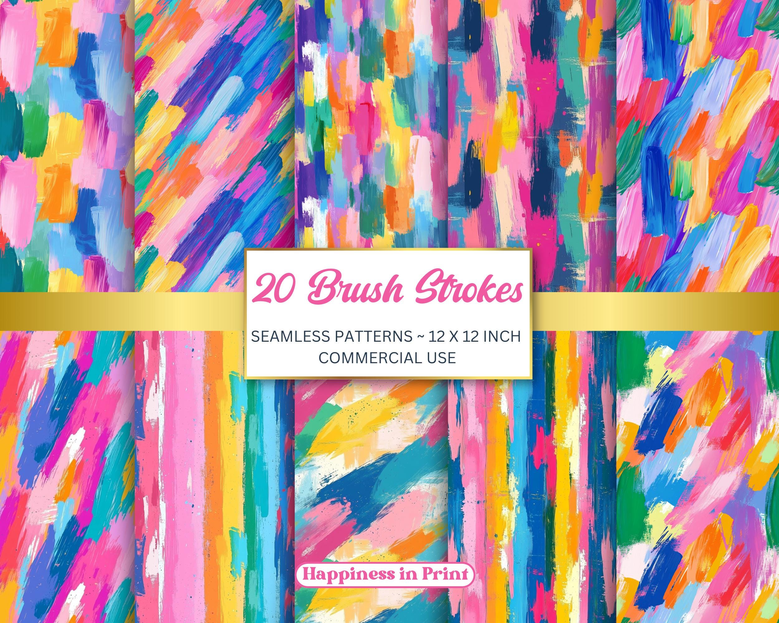 Preppy Vibrant Brushstrokes Digital Paper, 20 Seamless Beach Patterns ...