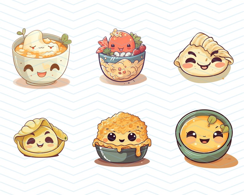 30 Kawaii Sushi and Japanese Food Clipart PNG Bundle Chibi Sushi Kawaii ...