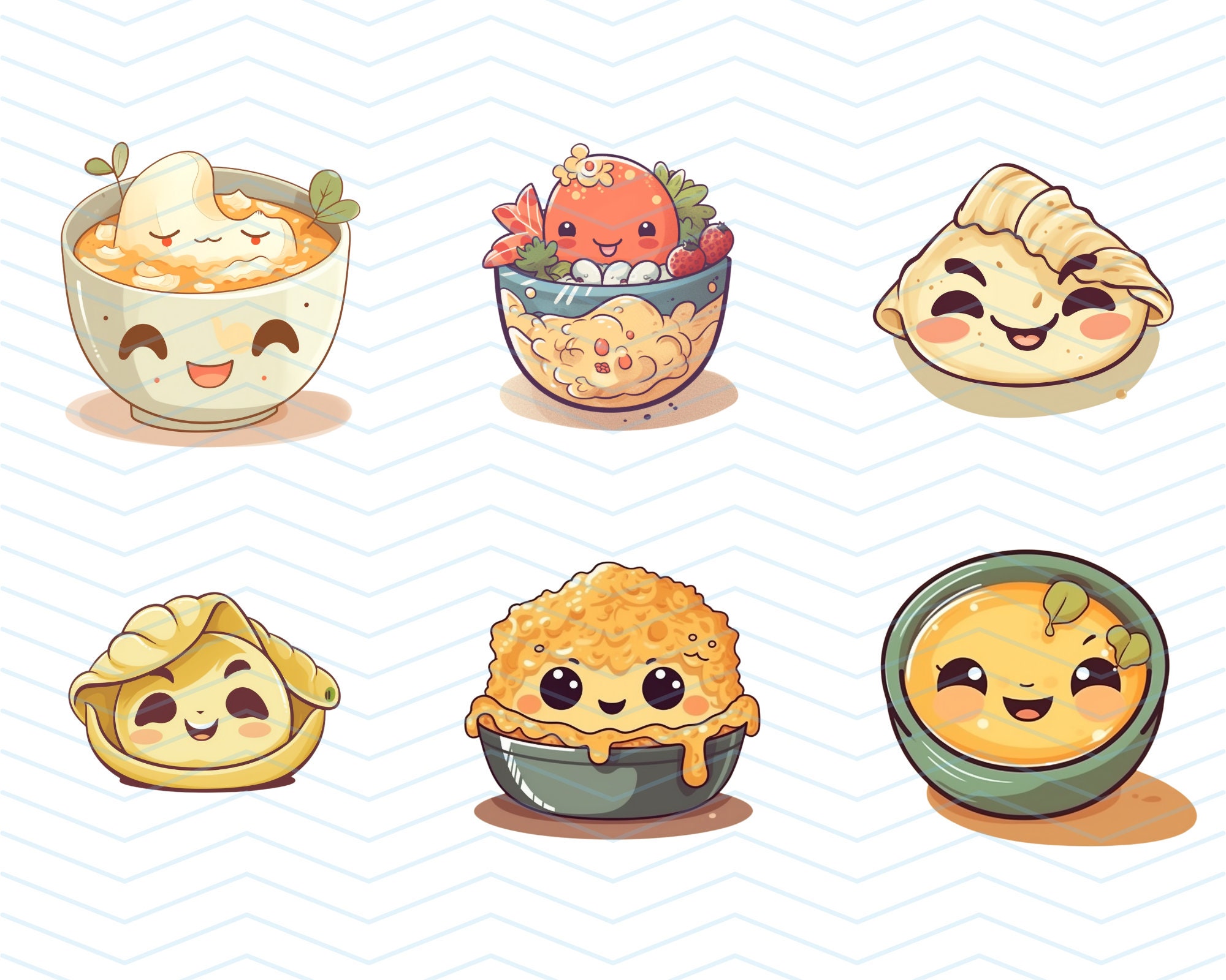 30 Kawaii Sushi and Japanese Food Clipart PNG Bundle Chibi Sushi Kawaii ...