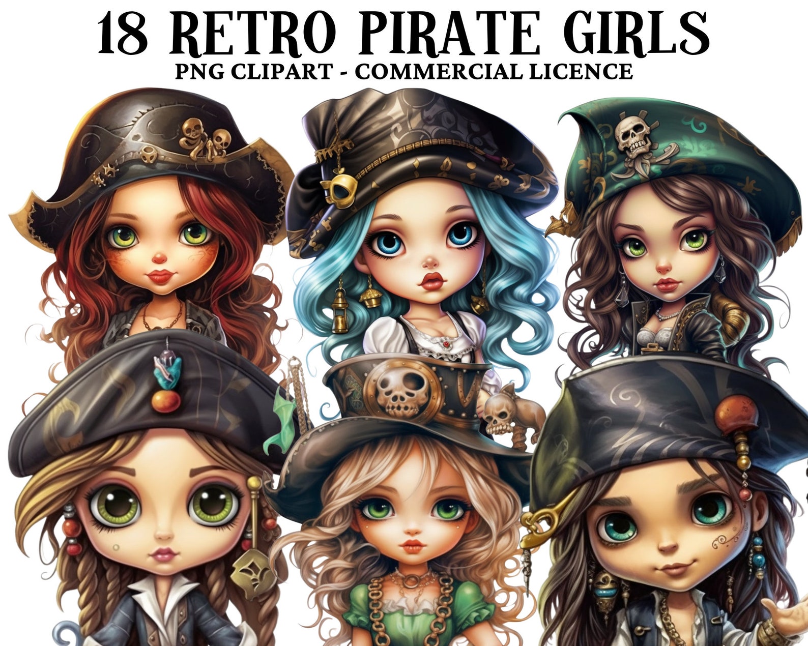 Pirate Girl Clipart Watercolor Pirate Clipart Bundle Pirate Ship ...