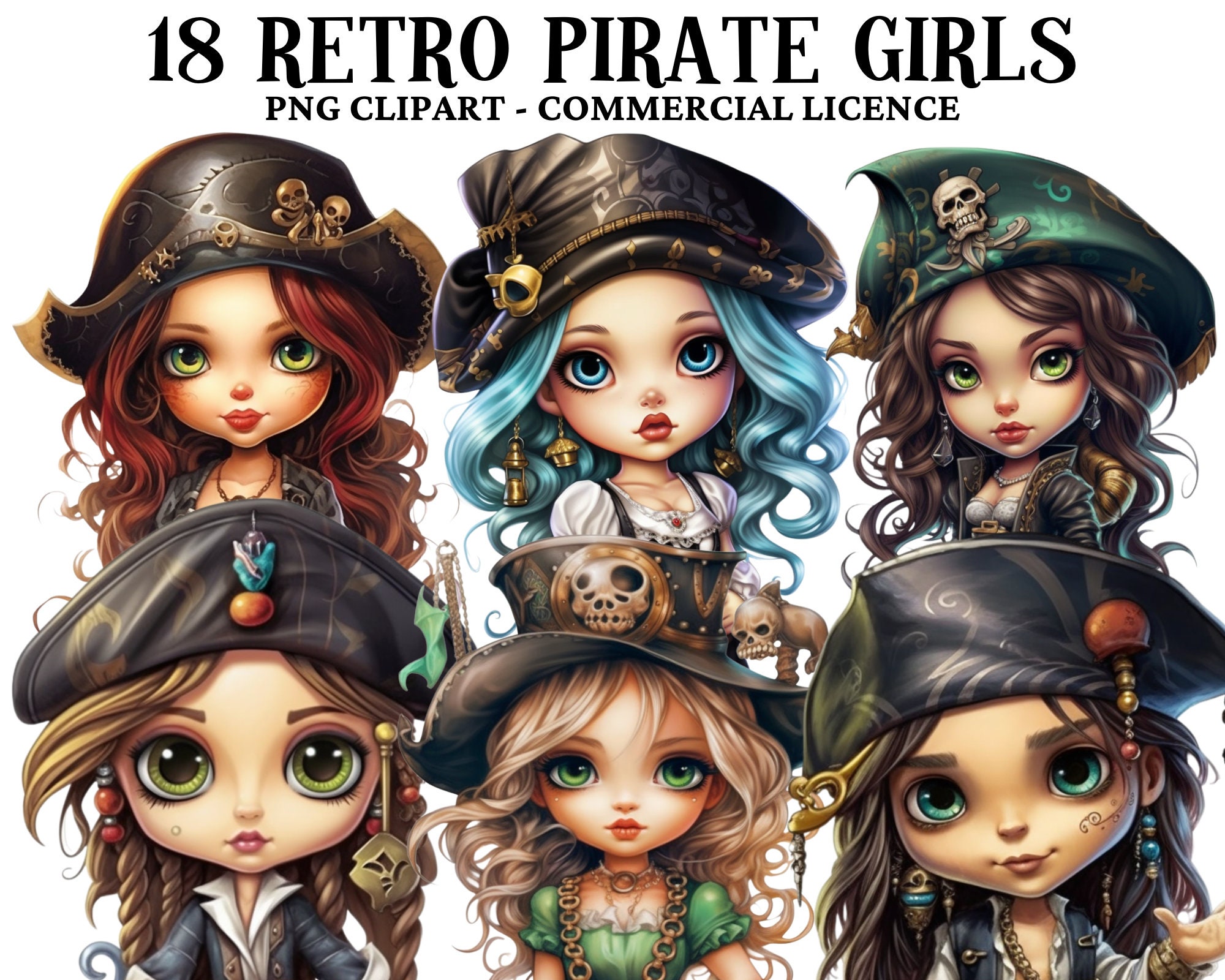 Pirate Girl Clipart Watercolor Pirate Clipart Bundle Pirate Ship ...