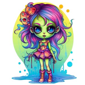 Neon Zombie Girl Clipart PNG Scary Zombie Clip Art Halloween Zombie ...