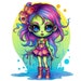 Neon Zombie Girl Clipart PNG Scary Zombie Clip Art Halloween Zombie ...