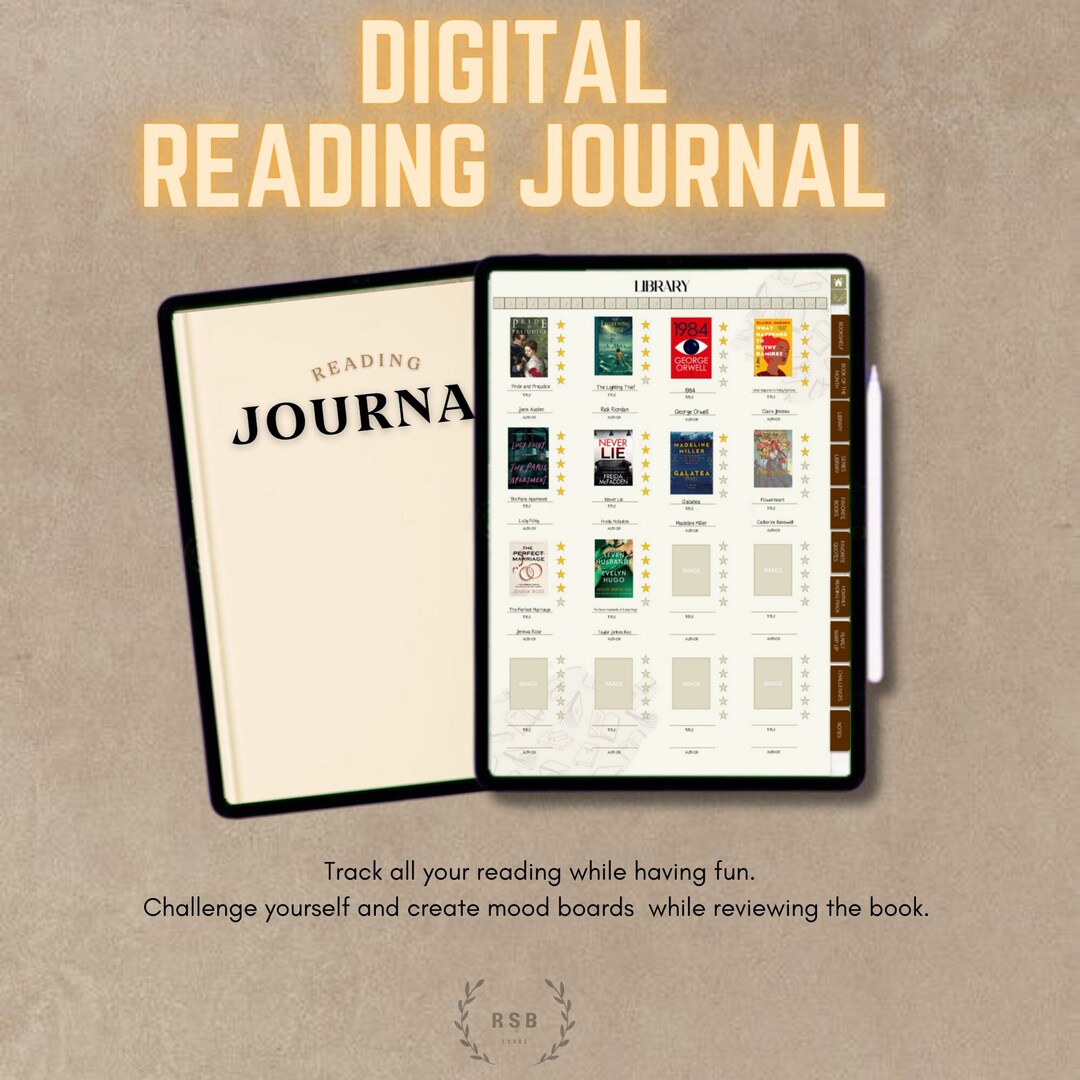 Digital Reading Journal, Book Review & Library Tracker for Goodnotes ...