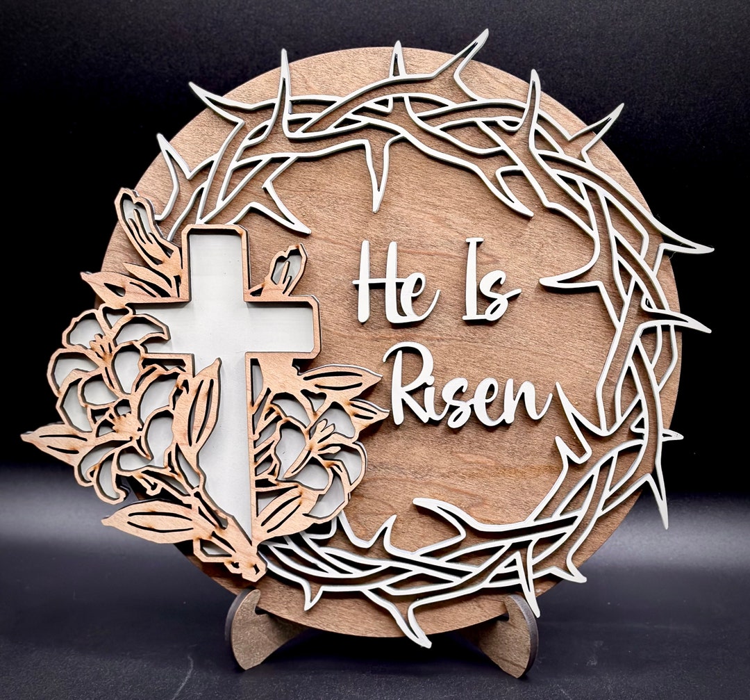 10” He Has Risen Sign With Easel - Etsy