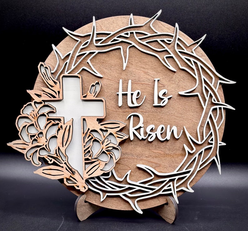 10” He Has Risen Sign With Easel - Etsy