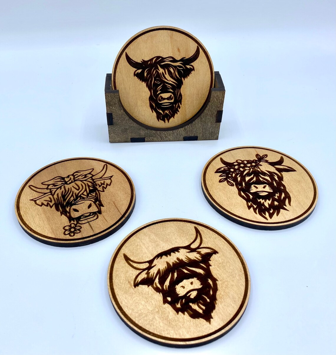 Set of 4 Highland Cow Coasters - Etsy