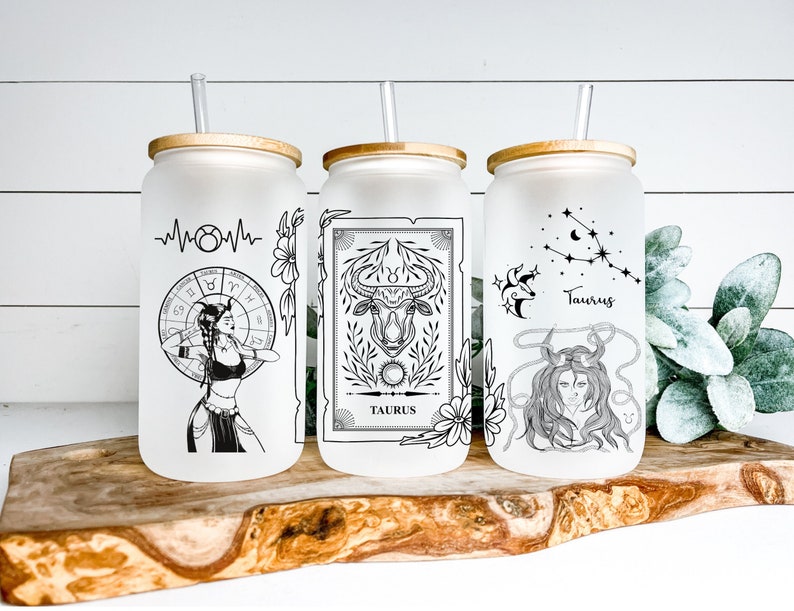 Aquarius Sign Zodiac Sign Glass Tumbler 16oz Iced Coffee Cup - Etsy