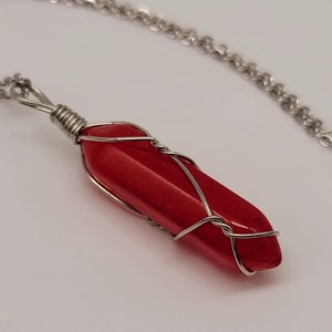 Natural Handmade Crystal Necklace Gold Wire Wrapped Red Jade Healing ...
