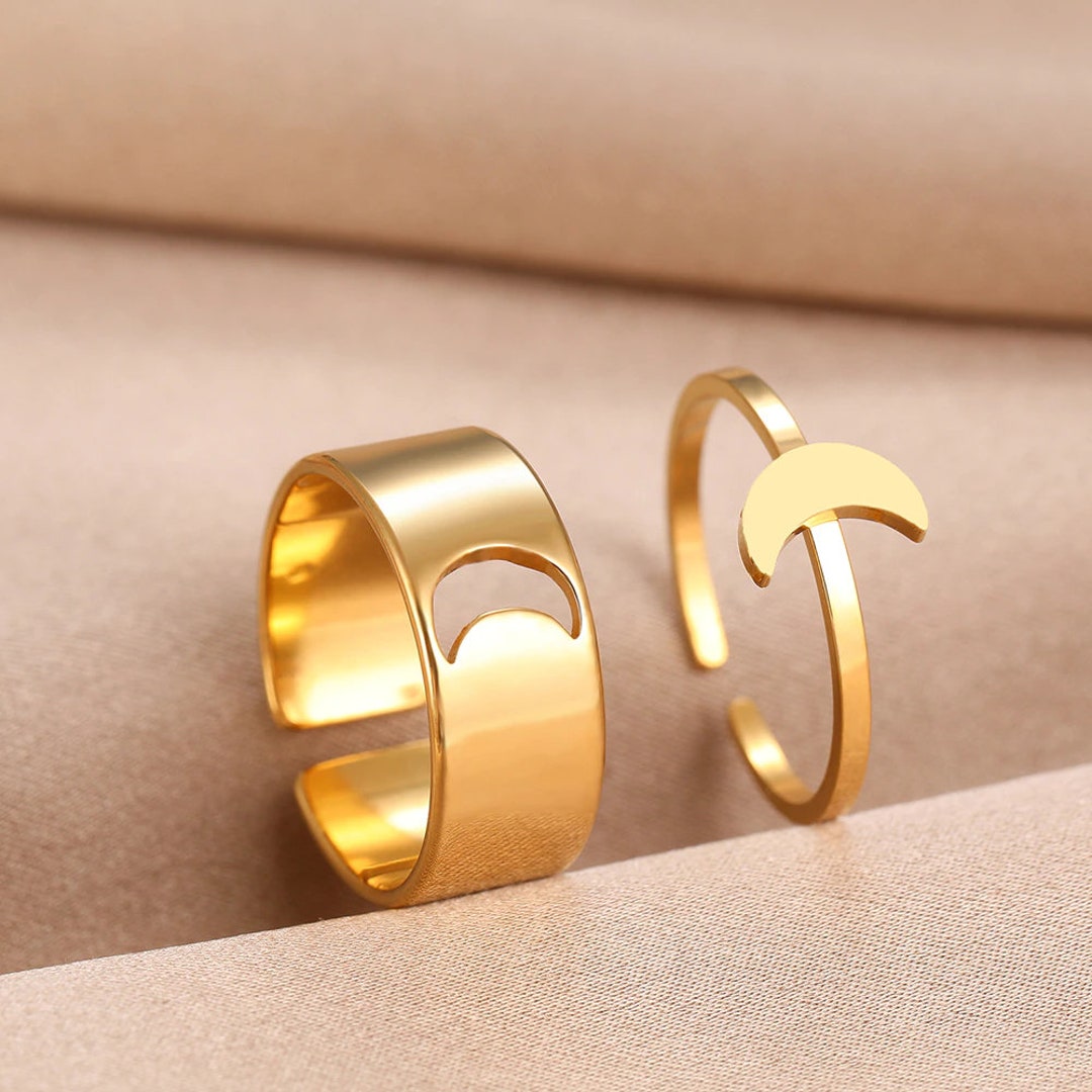 Adjustable Open Moon Double Ring Set , Thumb Ring, Adjustable ...