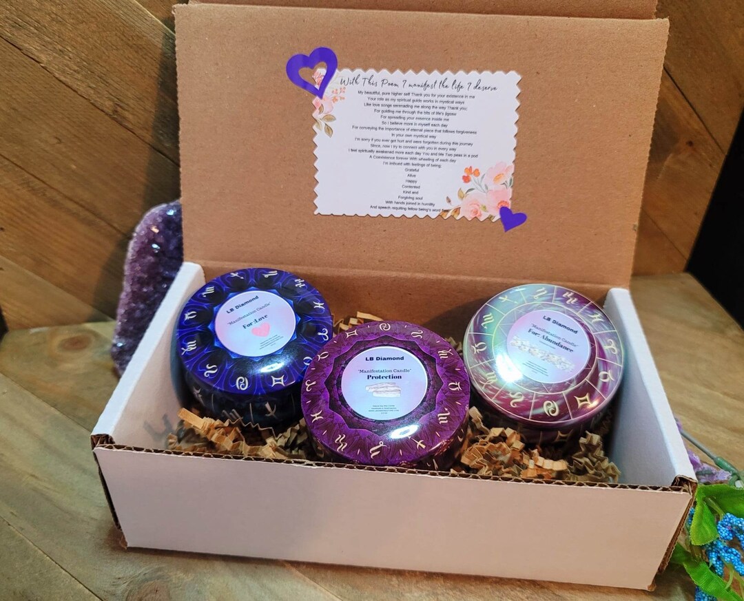 Manifestation Candles Bundle Set for Love, Abundance, Clarity ...